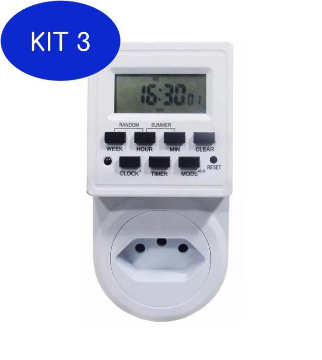 Kit 3 Timer Temporizador Digital Tomada Energia Bivolt 2200w - Exbom ...