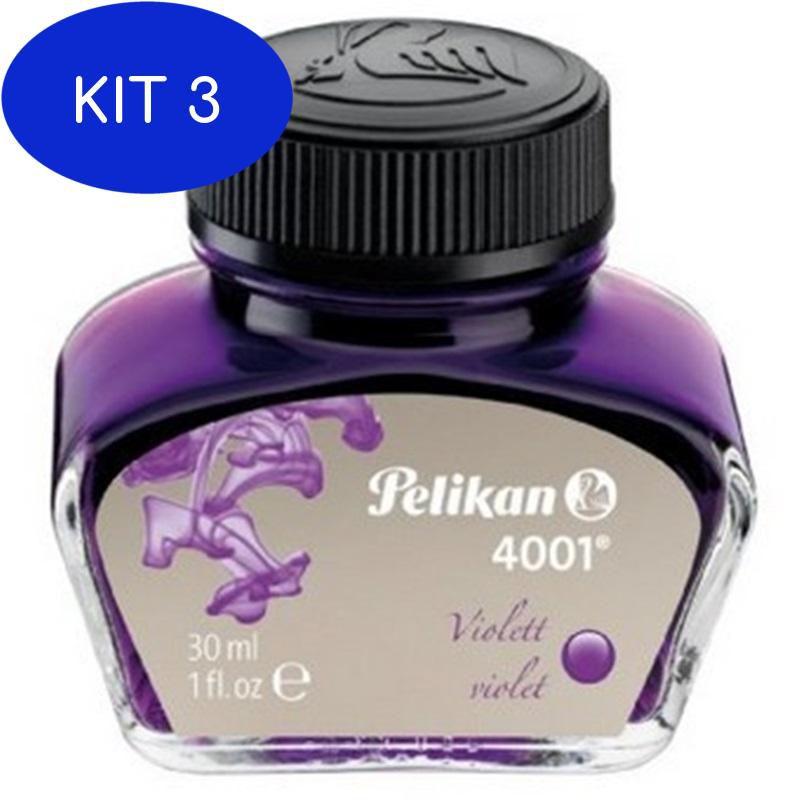 Kit 3 Tinta Para Caneta Tinteiro Violeta Pelikan 4001 30ml - Carga para ...