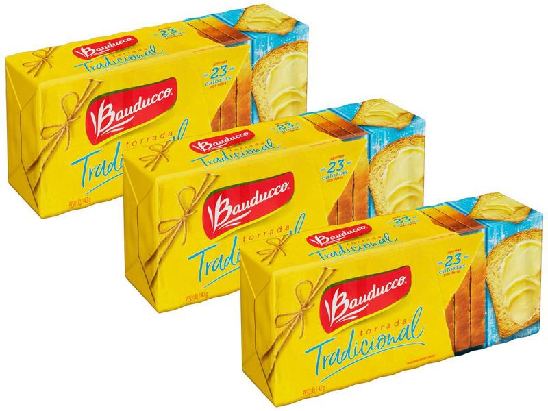 Kit 3 Torrada Tradicional Bauducco 142g - Torrada - Magazine Luiza