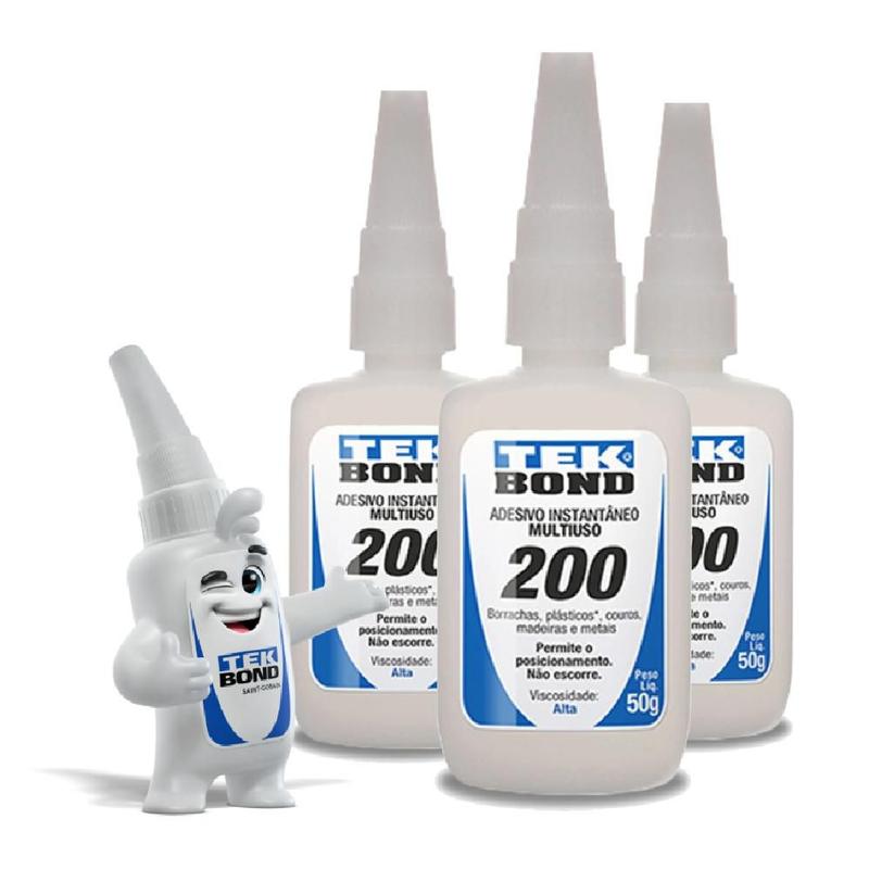Kit 3 Tubos Super Cola Tekbond 200 uso Profissional 50g Cada - Tek Bond ...