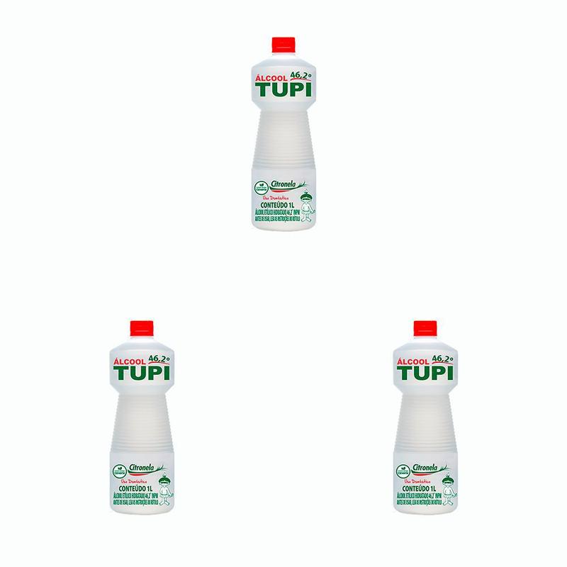 Kit 3 Und Álcool Tupi Líquido 46,2% Citronela 1l - Tupy - Álcool de ...