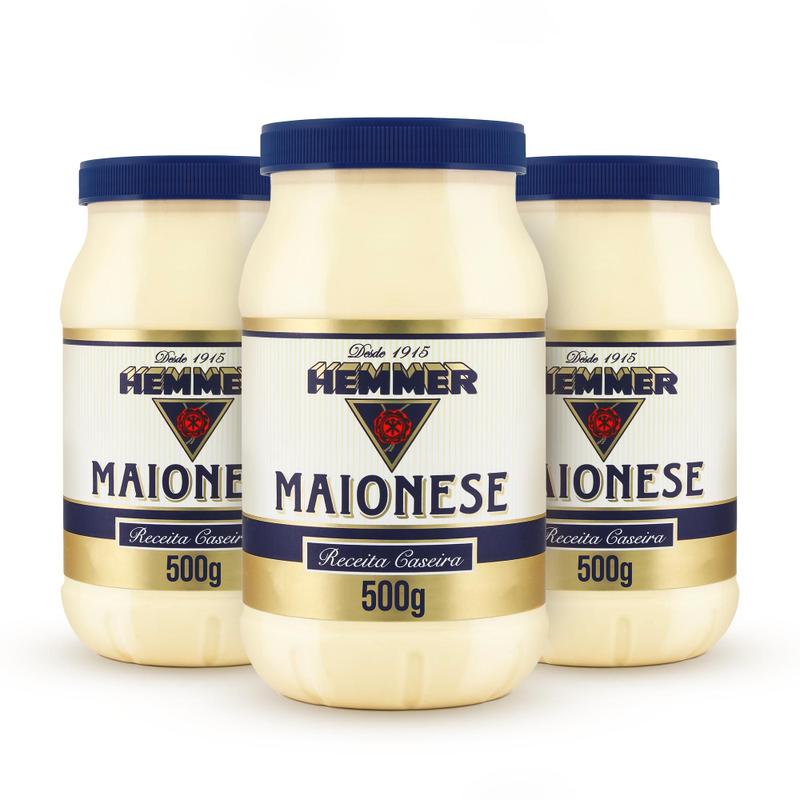 Kit 3 Unidades Maionese Hemmer Receita Caseira 500g - Maionese ...