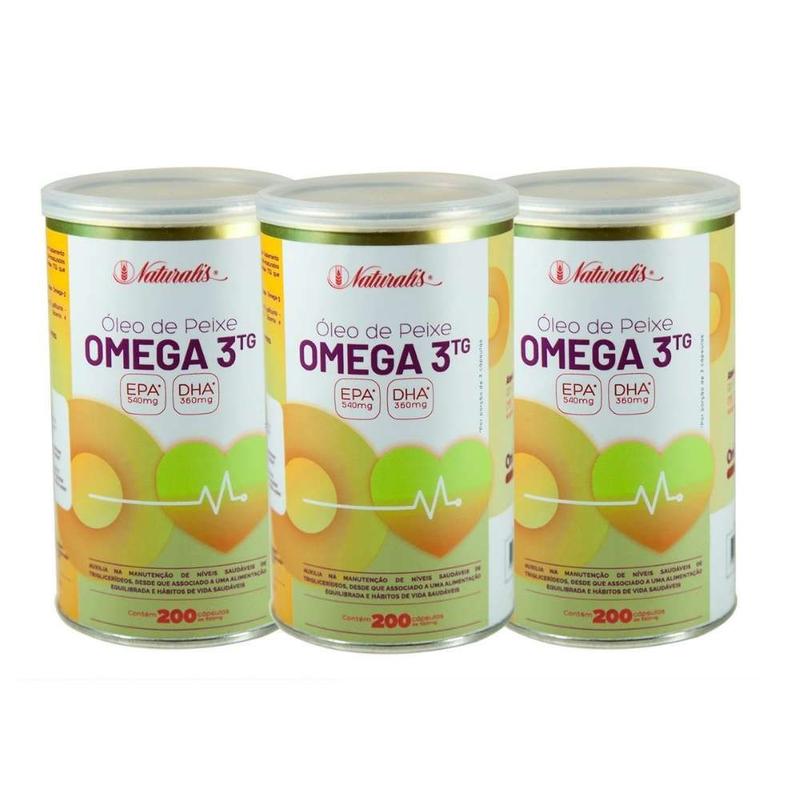 Kit 3 Unidades Óleo de Peixe Omega-3 Naturalis 200 Cápsulas - Ômega 3 ...
