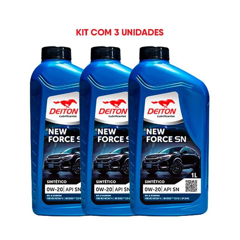 Kit 3 Unidades Óleo Sintético Deiton New Force 0W20 SN 1L - Deiton ...