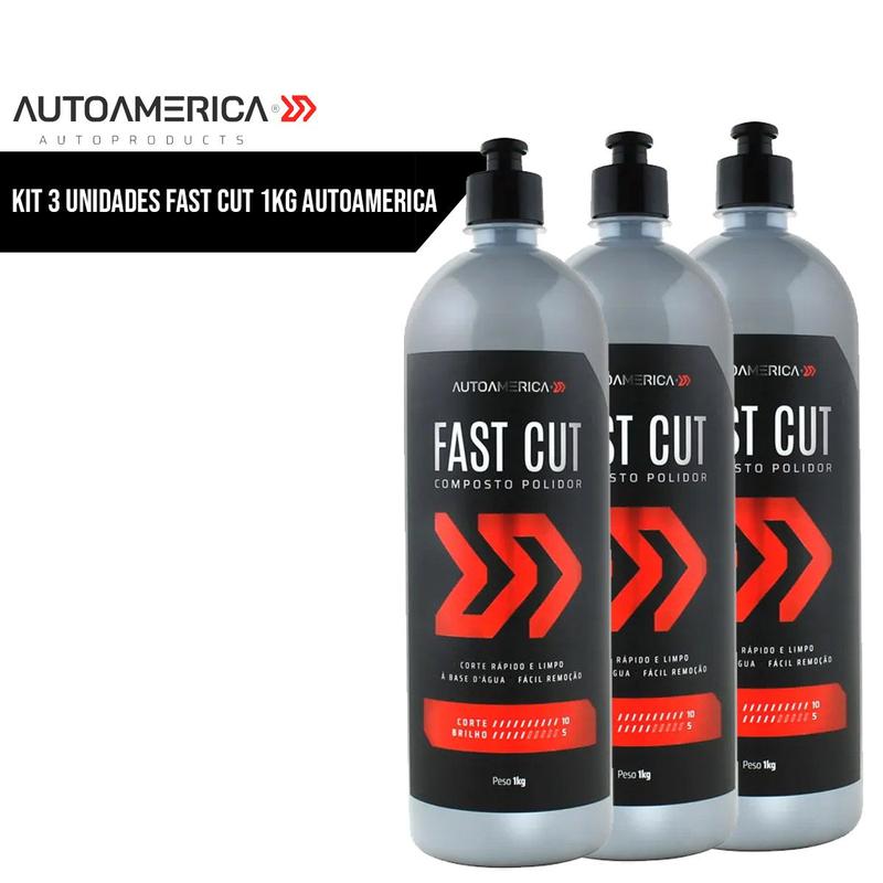 Kit 3 Unidades Polidor para Corte Fast Cut 1KG Autoamerica - Polimento ...