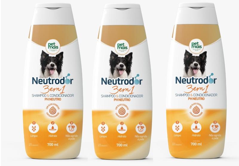 Kit 3 unidades- Shampoo e Condicionador para Cachorro Cão 700 ml PH ...