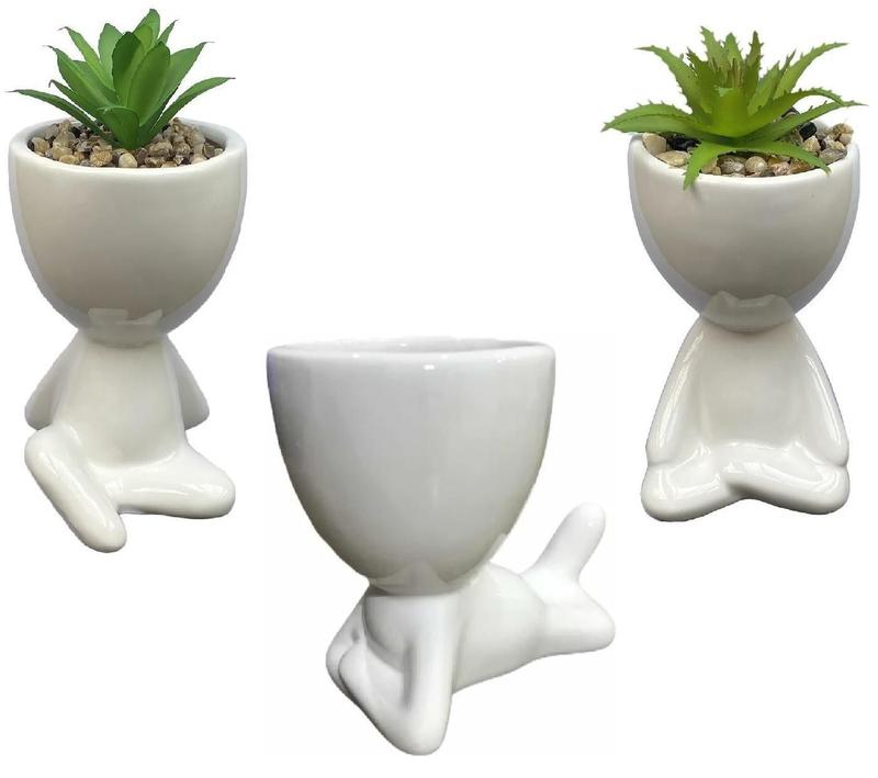 Kit 3 Vasos Cabeça De Planta Robert Plant Bob Branco - IMP - Vasos para ...