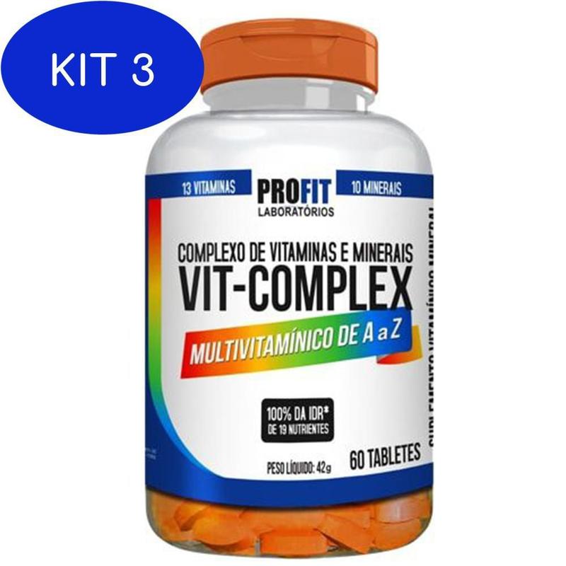 Kit 3 Vit-Complex Complexo Multivitamínico de A a Z 60 Tabletes ...