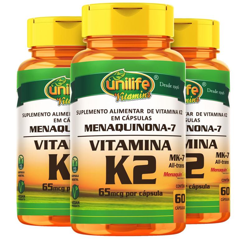 kit 3 Vitamina k2 - Menaquinona - 60 cap Unilife - Unilife Vitamins ...