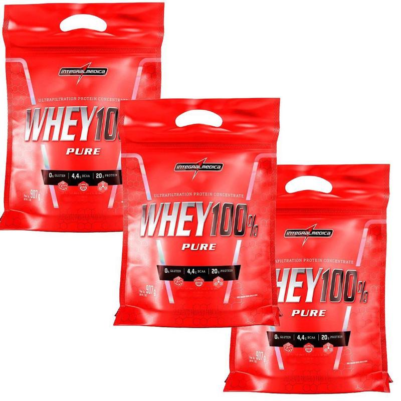 Kit 3 Whey Protein 100% Pure Refil 907g Integral Medica ...