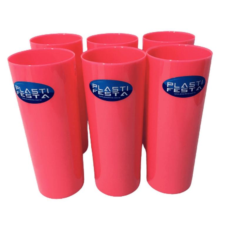 KIT 30 Copo de Plastico Rosa Para Festa Long Drink 320 ML - PLAST FESTA ...