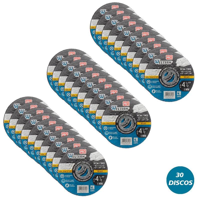Kit 30 Discos De Corte Fino Para Ferro, Metal, Inox 4.1/2 x 1mm ...