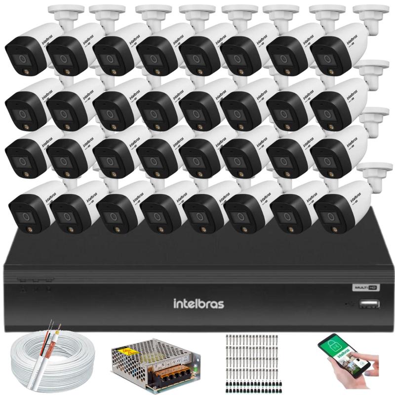 Kit 32 Câmeras de Segurança Full Color Vhd 1220 Intelbras Dvr ...