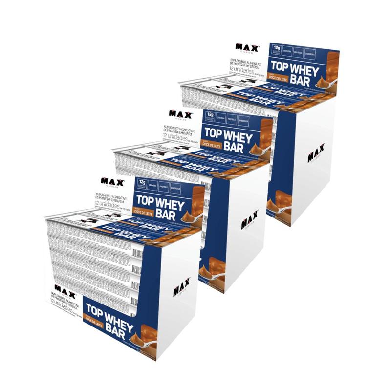 Kit 36x Top Whey Bar Doce de Leite 41g Proteína em Barra Max Titanium ...