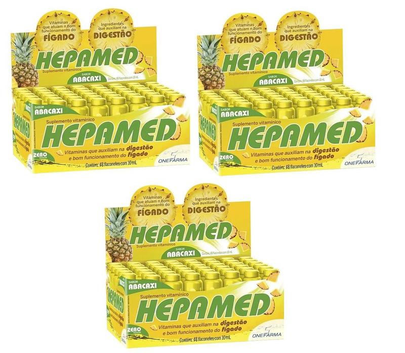 Kit 3cx Hepamed 48 Flaconetes 10ml Sabor Abacaxi - Cimed ...