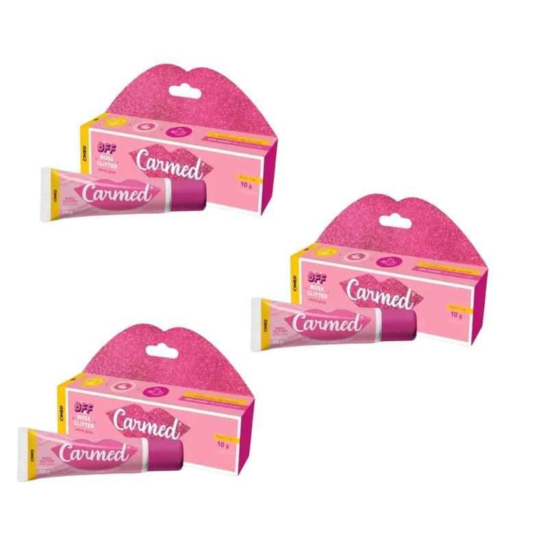 Kit 3un Hidratante Labial Rosa Glitter Carmed 10g - Cimed - Protetor ...