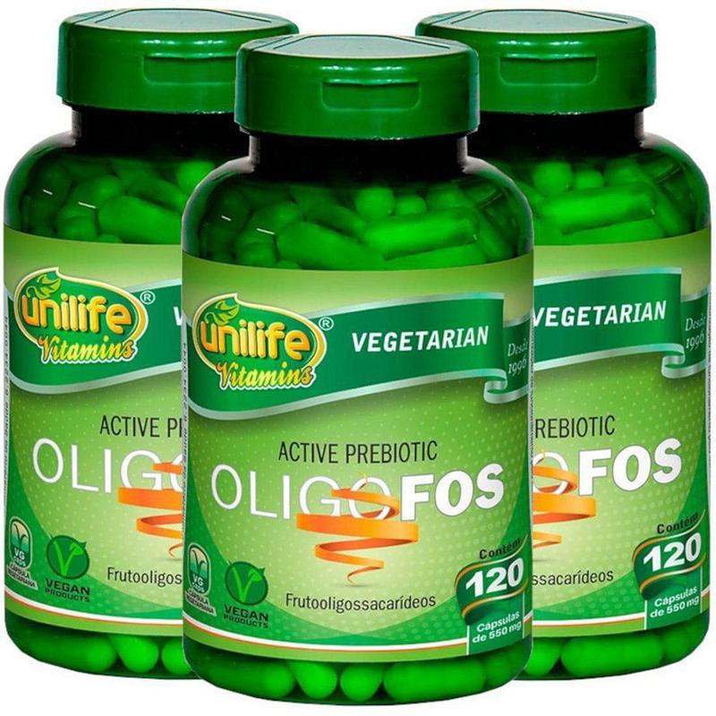 Kit 3uni Oligo-Fos 550mg (Active Prebiotic) 120 cáps - Unilife ...