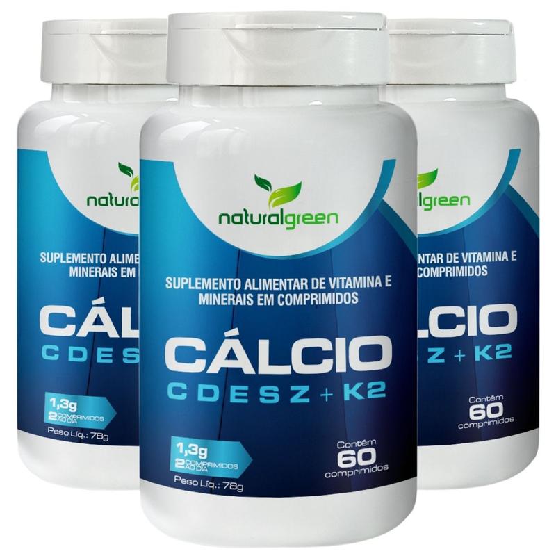 kit 3x Cálcio C D E S Z e Vitamina K2 MK7 60 Comprimidos - Natsu ...