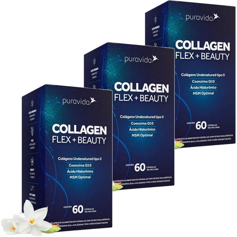 Kit 3x Collagen Flex + Ácido Hialurônico + Msm + Coq10 - 60 Capsulas ...