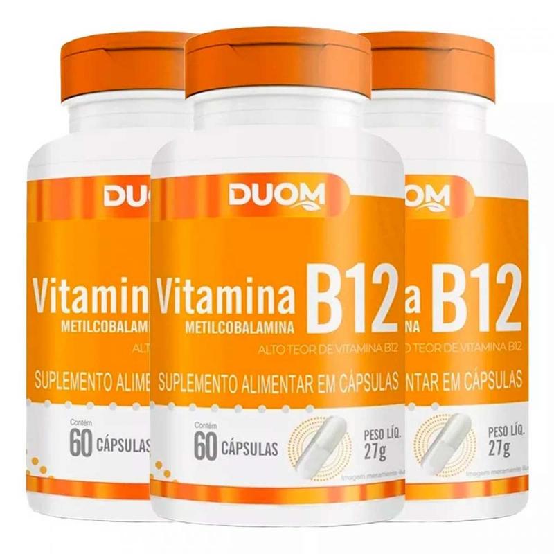 Kit 3x metilcobalamina vitamina b12 60 cápsulas duom alto teor de ...