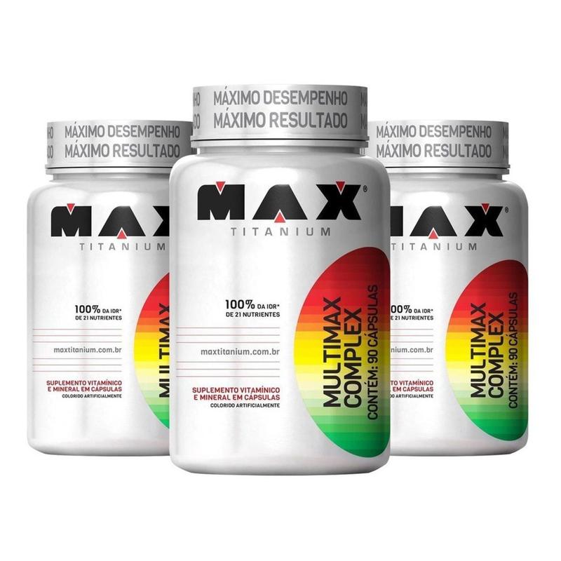 Kit 3x Multimax Complex 90 Cápsulas Max Titanium - Multivitamínico ...