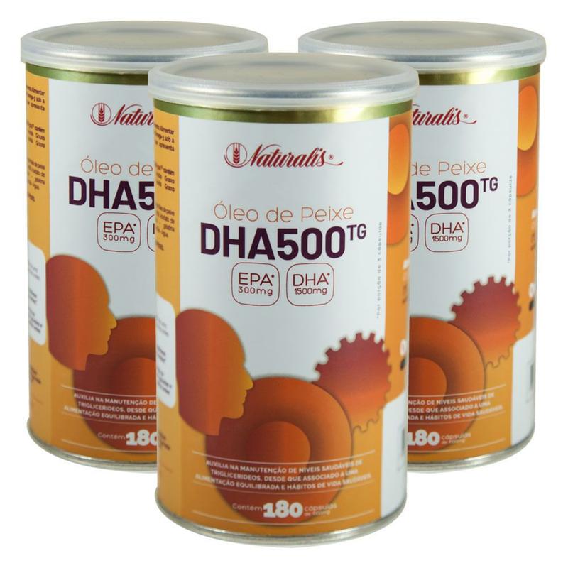 Kit 3x Ômega-3 DHA 500 (1000mg) 180 Cápsulas - Naturalis - Ômega 3 ...