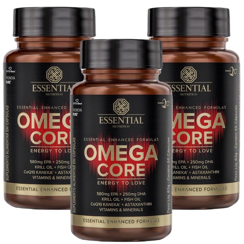 Kit 3x Ômega Core Energy COQ10 Ômega 60 Cápsulas - Essential ...