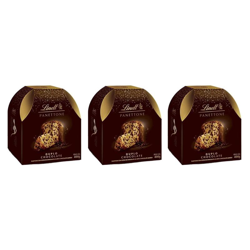 Kit 3x Panettone Duplo Chocolate 400g Lindt - Panetone - Magazine Luiza