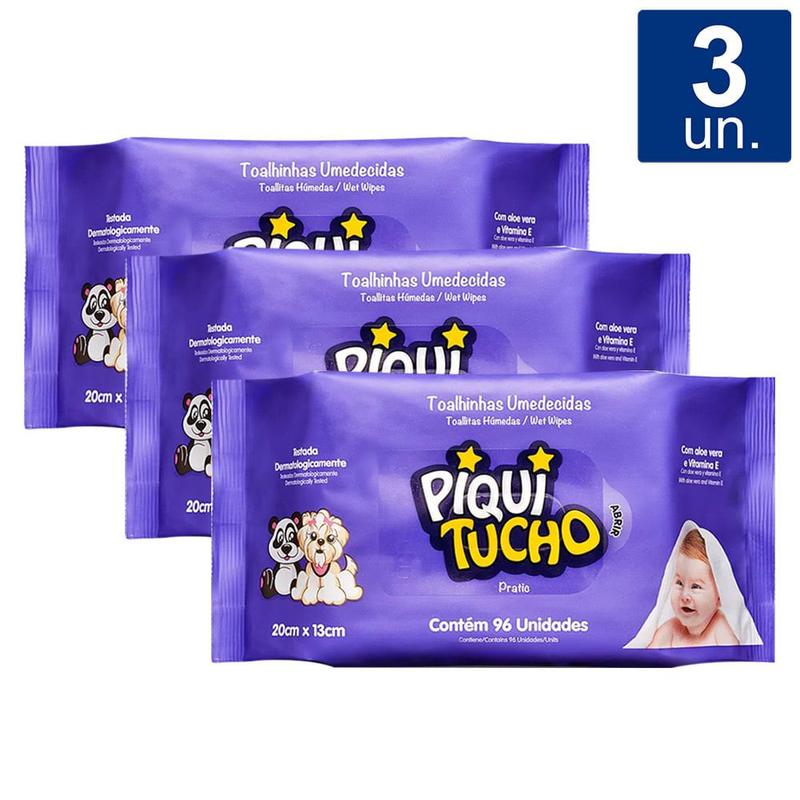 Kit 3X Toalha Umedecida Piquitucho Pratic 96 Unidades - Lenço Umedecido ...