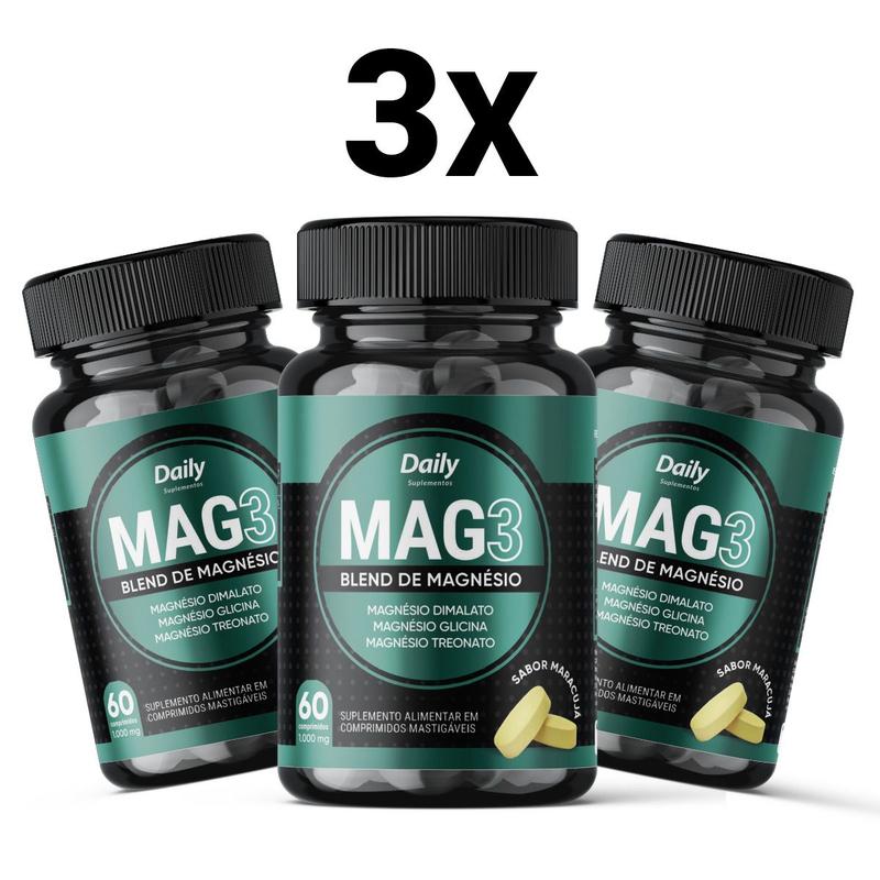 Kit 3x Treonato de Magnésio Mag3 180 Comp. 1.000mg - Daily Life - Ômega ...