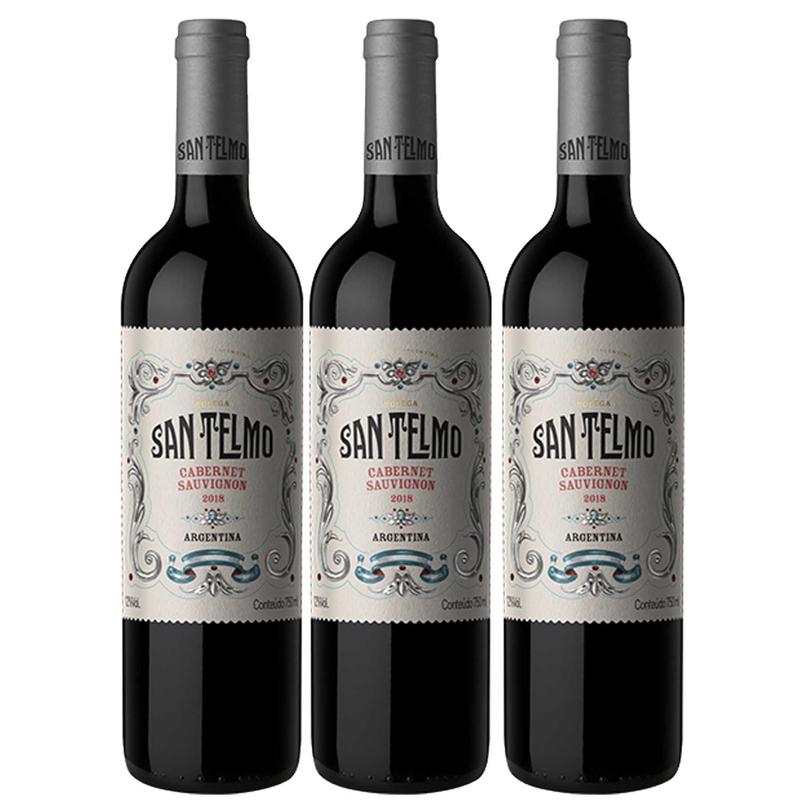 Kit 3x Vinhos Tintos Argentino San Telmo Cabernet Sauvignon 2020 ...