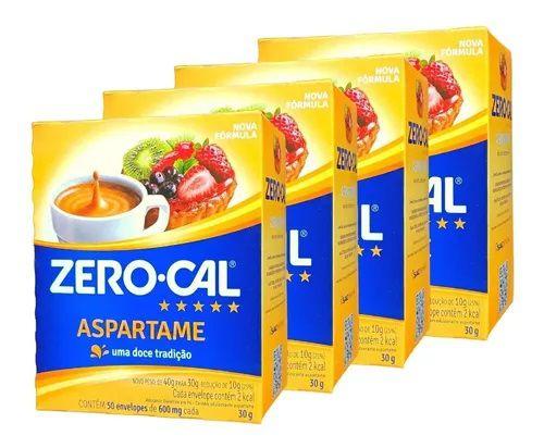 Kit 4 Adoçante Zero-cal Aspartame Em Pó 50 Sachês 600mg - ZERO CAL ...