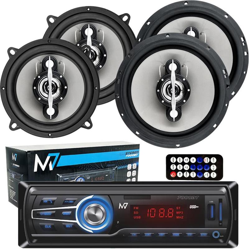 Kit 4 Auto Falantes 5 Pol+ 6 Pol Leson 140w+ Rádio Bluetooth - Le Son ...