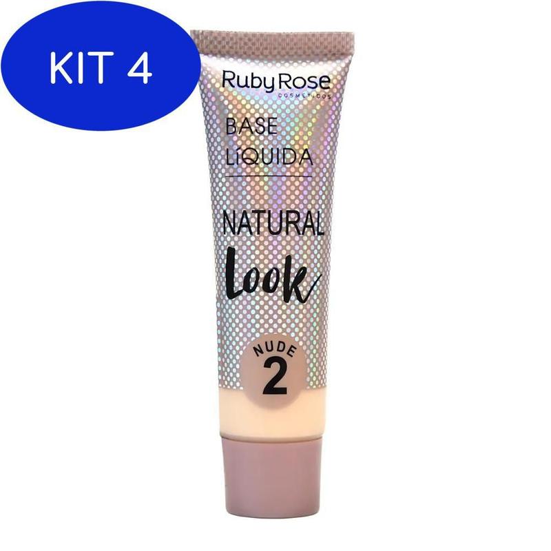 Kit 4 Base Líquida Natural Look Ruby Rose Nude 02 - Base Facial ...