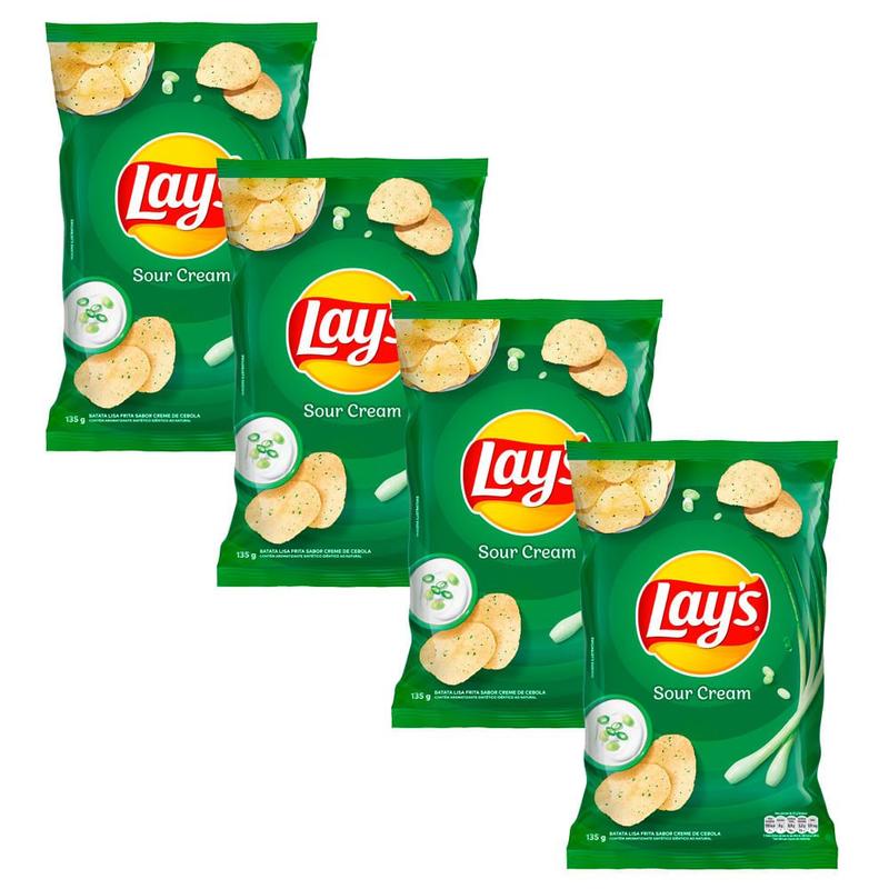 Kit 4 Batata Lays Sour Cream com 135g - Salgadinhos e Aperitivos ...