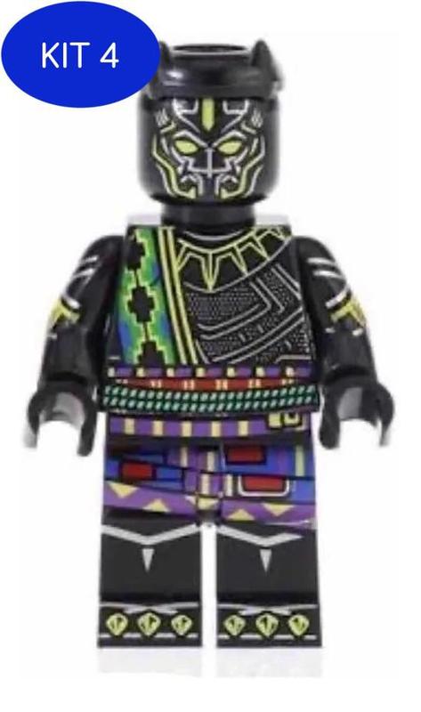 Kit 4 Boneco Blocos De Montar Pantera Negra Wakanda - Mega Block Toys ...