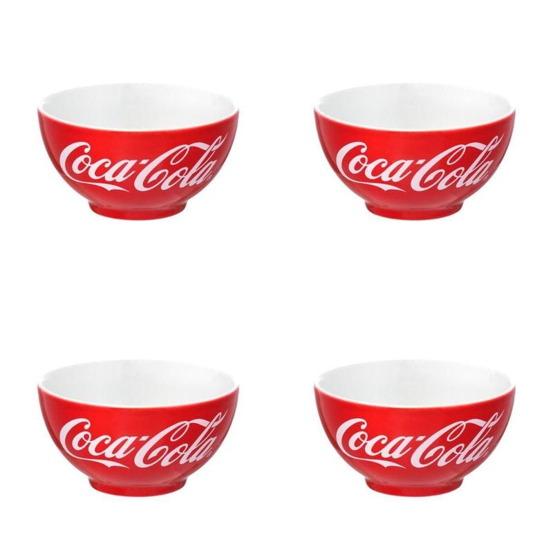 Kit 4 Bowls De Porcelana Vermelho Coca Cola 440Ml - Hauskraft - Bacia ...