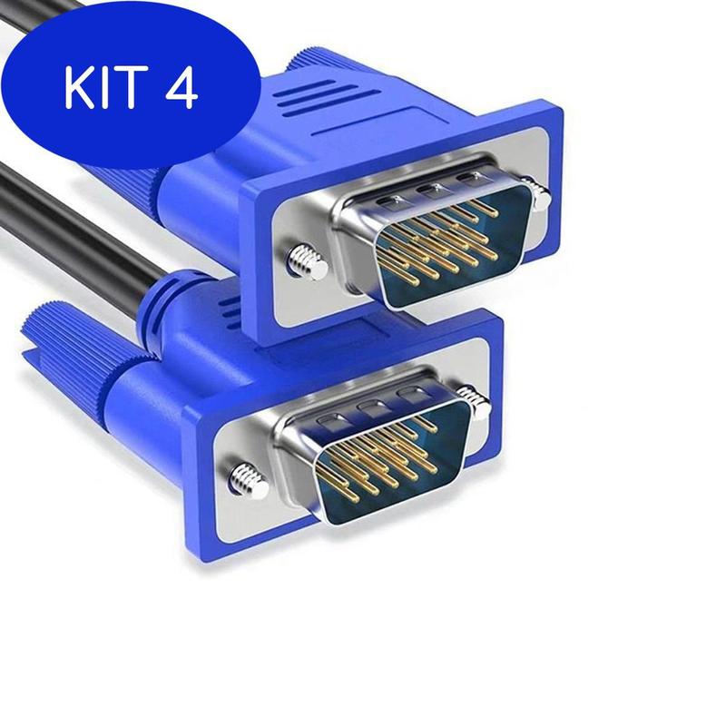 Kit 4 Cabo Vga Monitor Projetor Lcd Pc Tv 5 Metros - Lotus - Cabo VGA ...