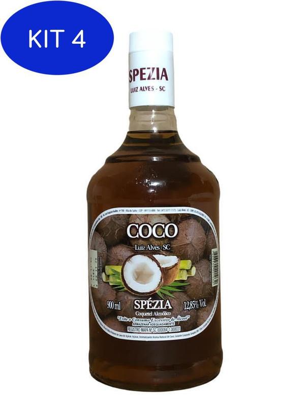 Kit 4 Cachaça Coco Spézia 900Ml - Cachaça - Magazine Luiza