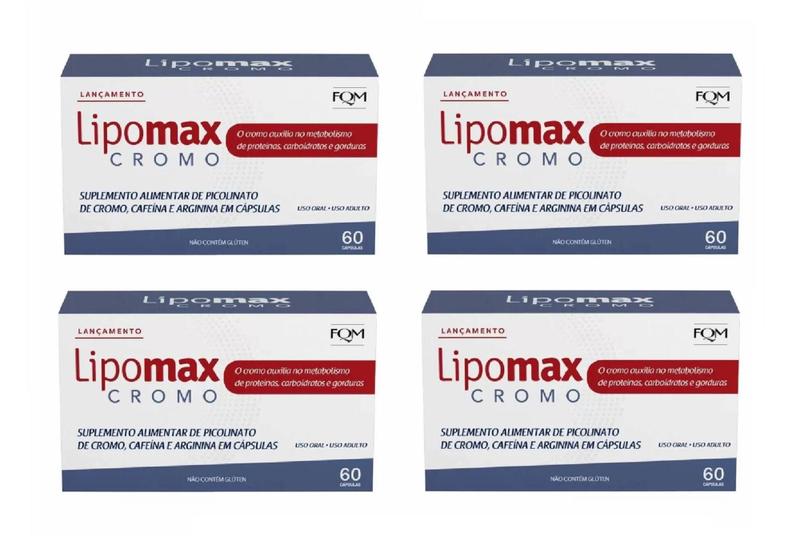 Kit 4 caixas Lipomax Cromo 60 Cápsulas - FQM - Vitaminas A-Z - Magazine ...