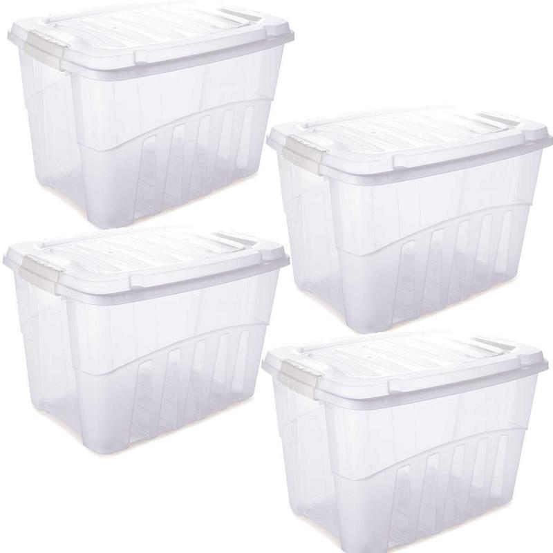 Kit 4 Caixas Organizadora Alta Gran Box 29L Transparente - Plasutil ...