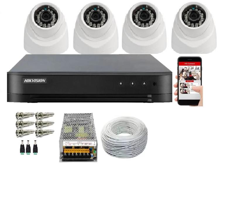 Kit 4 Câmeras Dome Full Hd 1080p DVR Hikvision 4 Canais turbo S/Hd ...