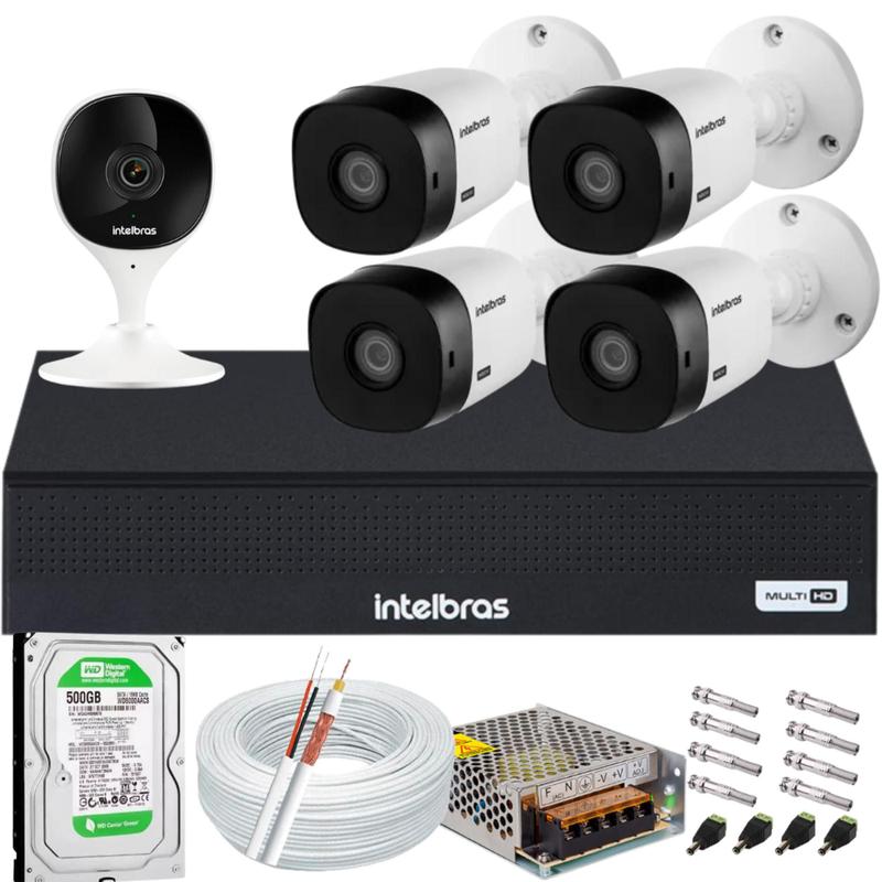 Kit 4 Câmeras Intelbras Full Hd 1220b Dvr 4 Canais 1004c 500gb + 1 ...