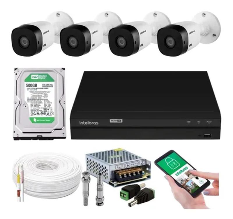 Kit 4 Câmeras Intelbras Full Hd 1220b Dvr 4 Canais C/ Hd - Câmera de ...