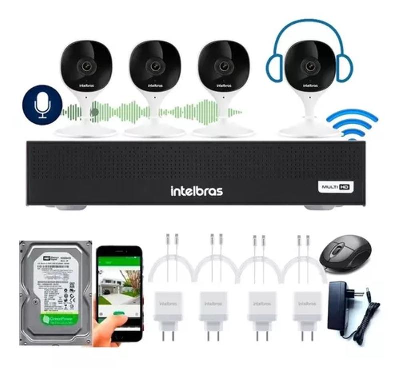 Kit 4 Câmeras Wifi Fullhd Intelbras Com Áudio Completo - Câmera de ...