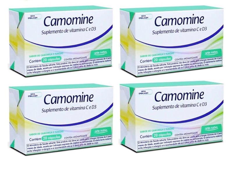Kit 4 Camomine Vitamina C e D3 Para Dentição dos Bebes Sabor de ...