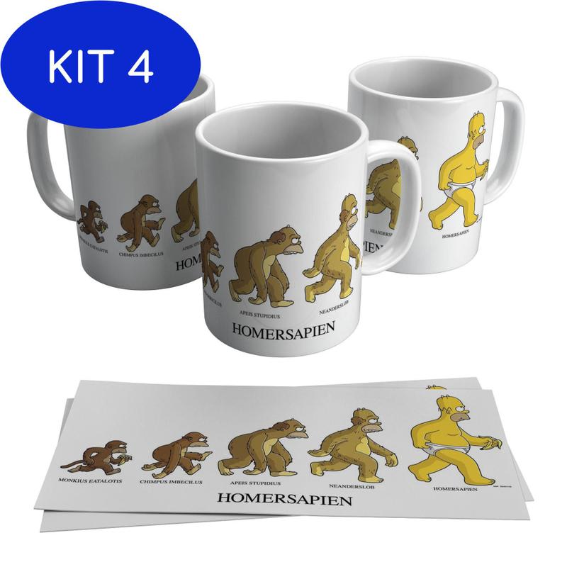 Kit 4 Caneca Homer Sapiens Evolução Homer Simpson 325ml - Live ...