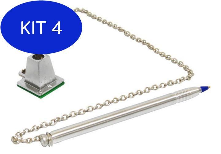 Kit 4 Canetas Balcão Fixa Com Corrente Para Mesa Tipo - Xpto - Caneta ...