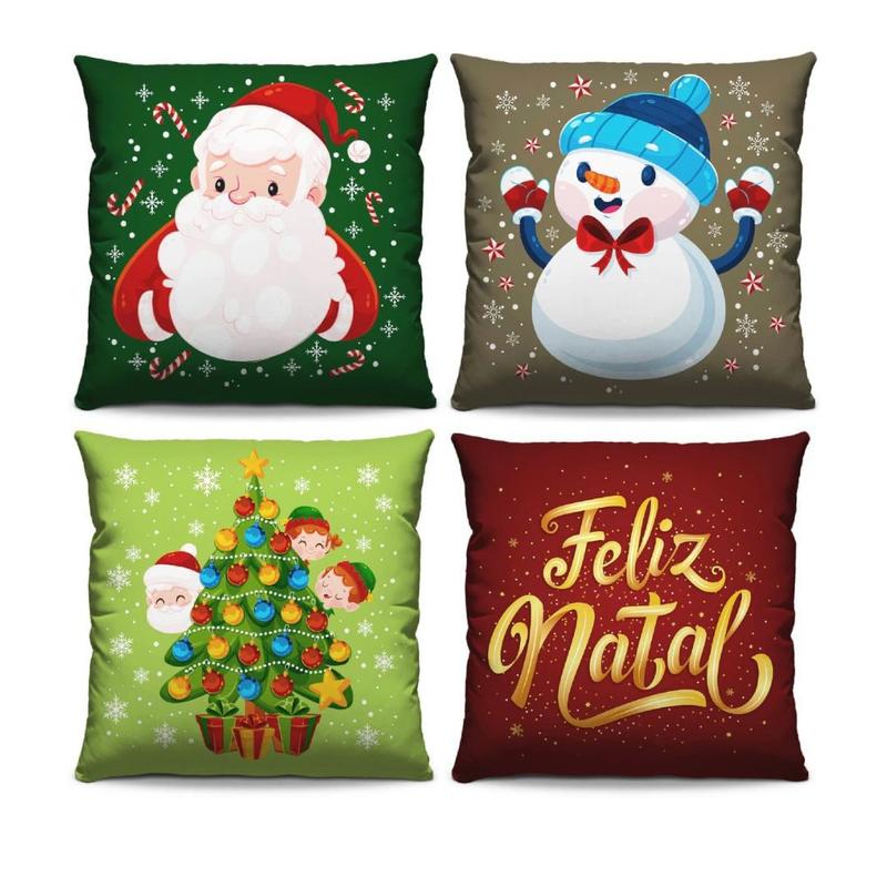 Kit 4 Capa de Almofada Natal 2021 Edição Limitada Natalina Arvore Feliz ...
