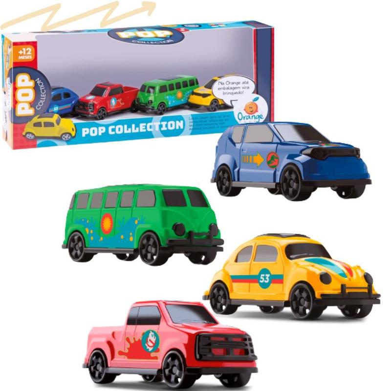 Kit 4 Carrinhos de Brinquedos Infantil Pop Cars Collection - Orange ...